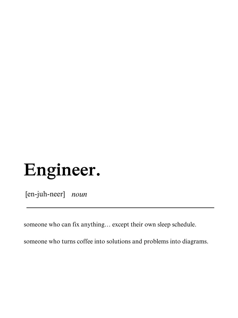 Engineer Definition Poster | Creative Wall Art for Engineers | Funny ...