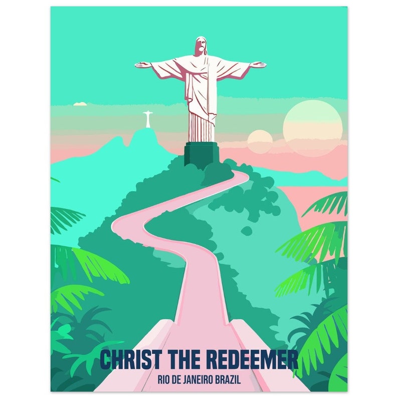 Christ the Redeemer Poster Iconic Rio De Janeiro Landmark, Brazil Art ...
