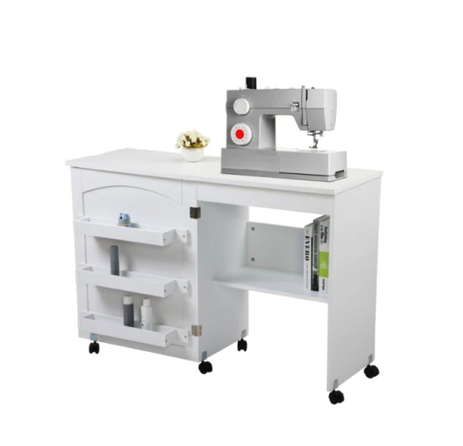 Sewing Table With Cabinets Storage Shelves Foldable Craft Cart - Etsy