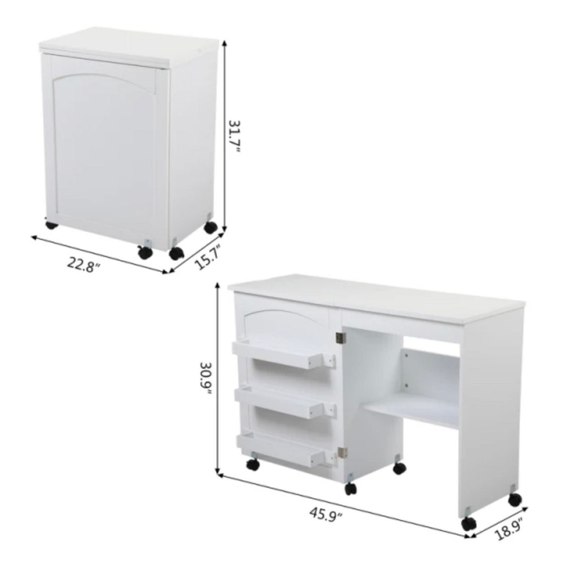 Sewing Table With Cabinets Storage Shelves Foldable Craft Cart - Etsy