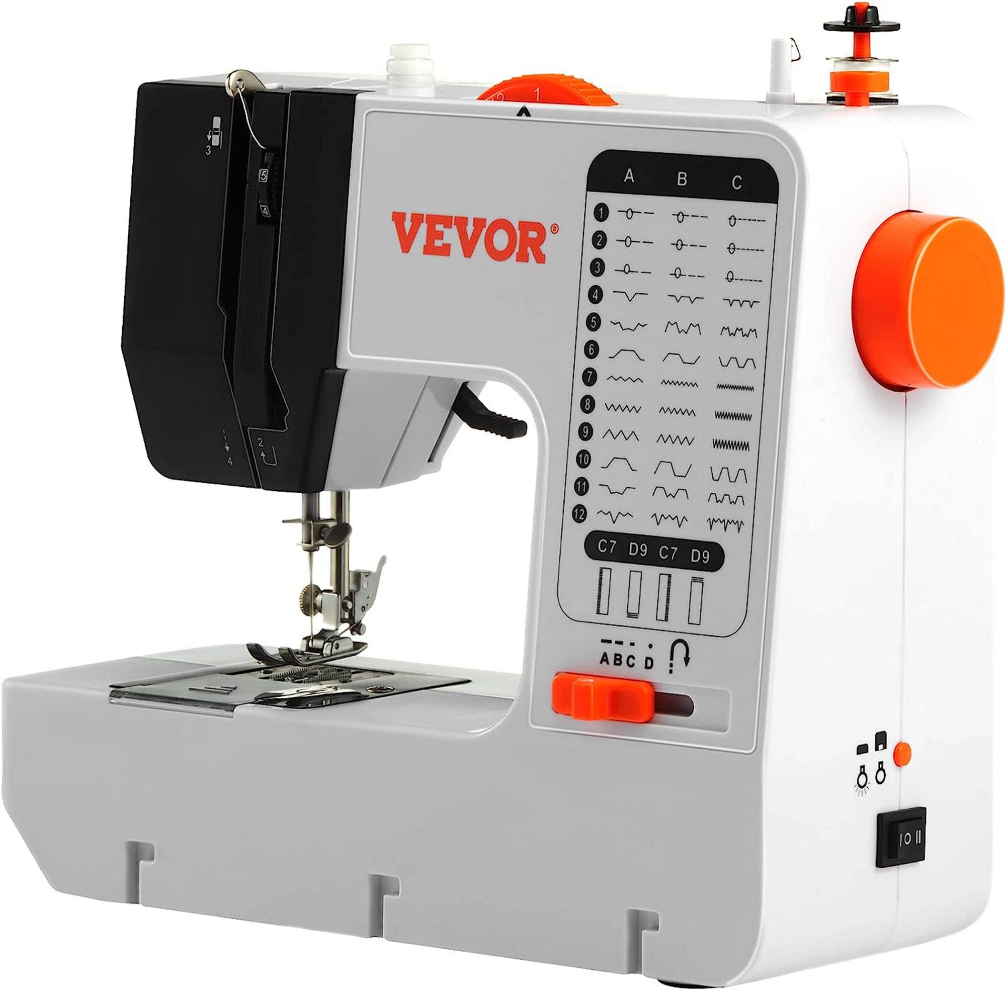 VEVOR Sewing Machine 38 Stitches Reverse Sewing Dual Speed Portable ...
