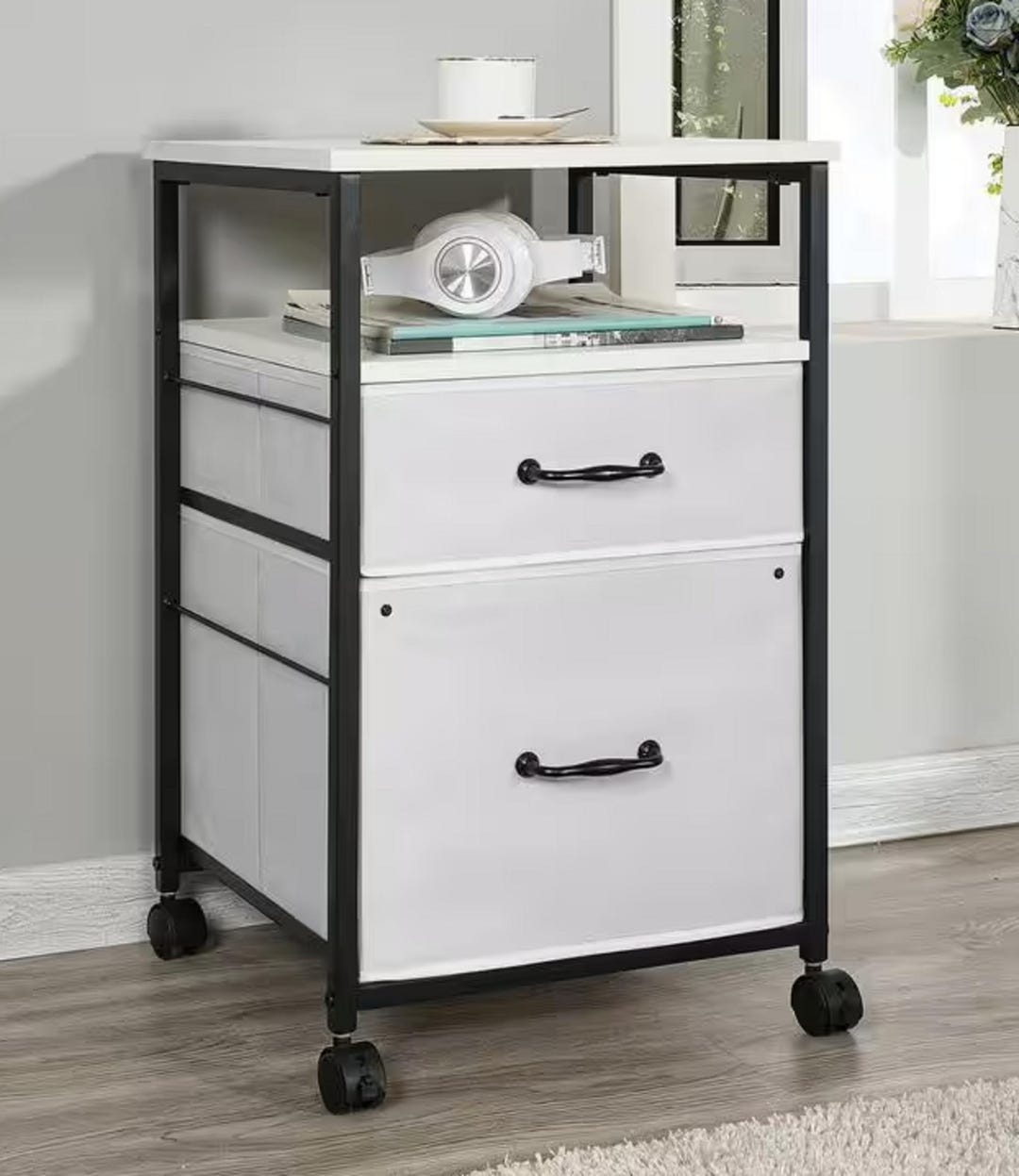 MAYKOOSH 2 Drawer Rolling Filing Cabinet, Modern Wood File Storage ...