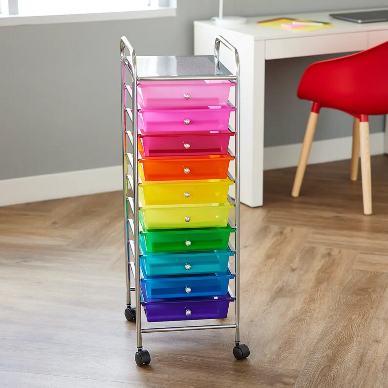 10 Drawers Rolling Storage Cart Multicolor - Etsy