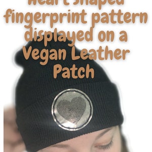 Heart-shaped Fingerprint Leather Patch Beanie Hat | Unique Valentines ...