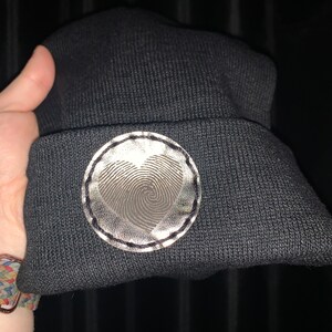 Heart-shaped Fingerprint Leather Patch Beanie Hat | Unique Valentines ...