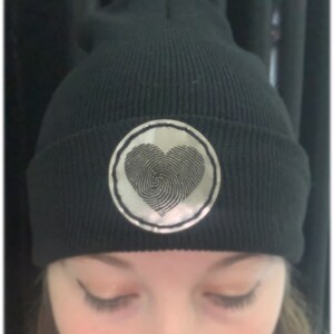 Heart-shaped Fingerprint Leather Patch Beanie Hat | Unique Valentines ...