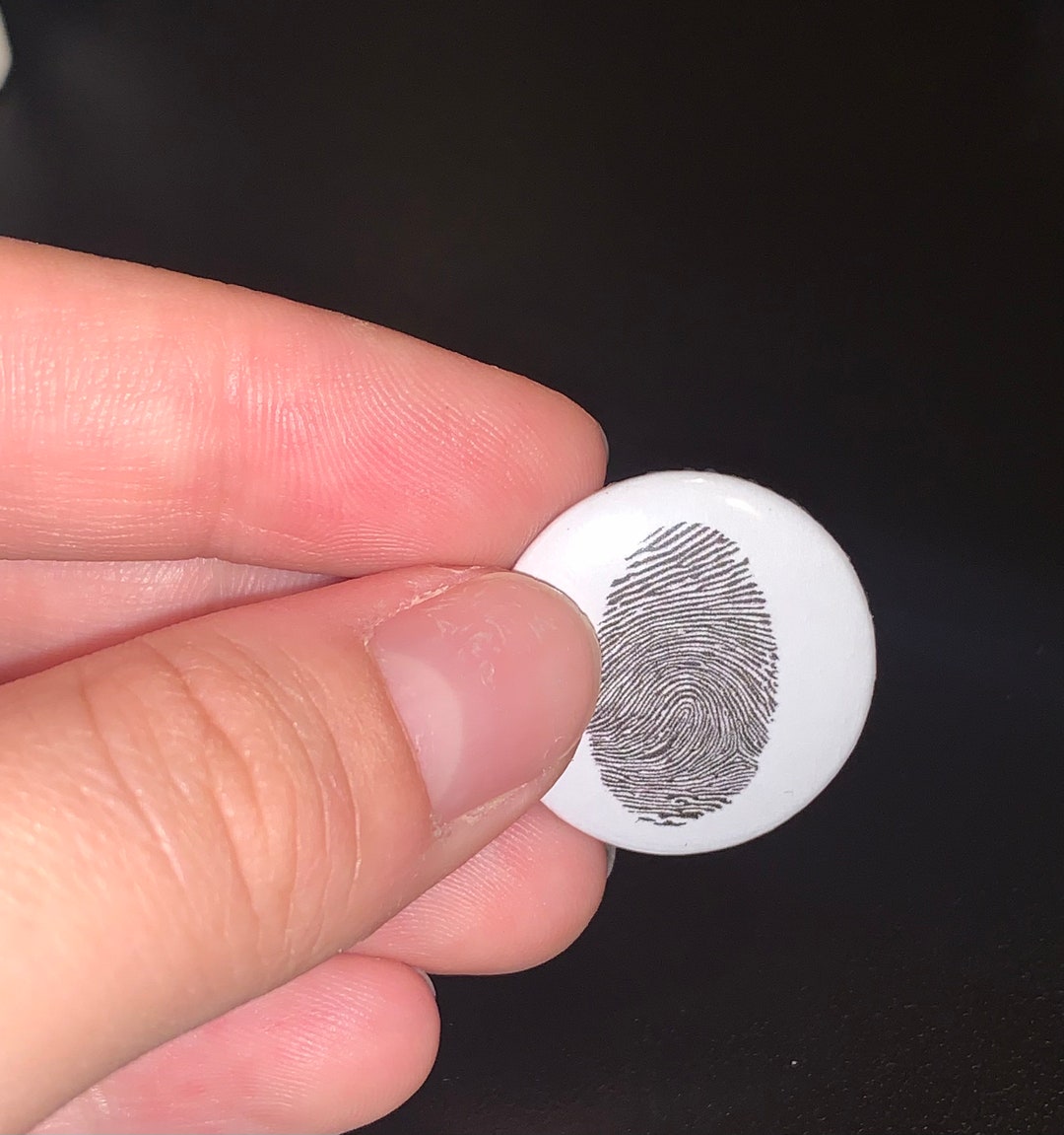Latent Fingerprint Pin-back Button | Forensic Analyst | Crime Scene ...