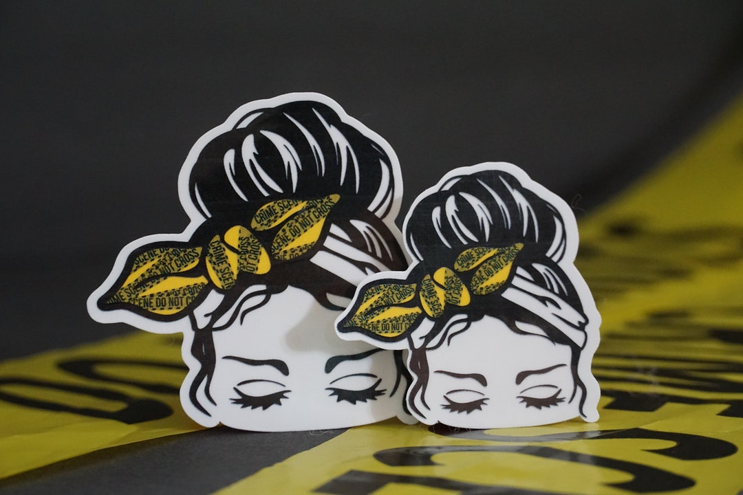 Crime Scene Tape Messy Bun Sticker | Police and Forensics Decal ...