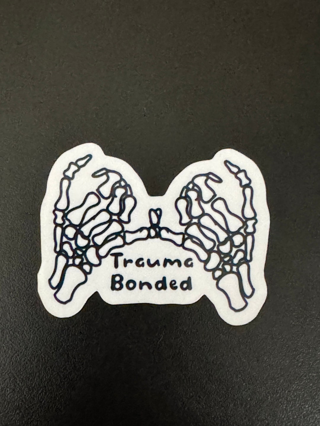 Trauma Bonded Pinky Promise Skeleton Hands Sticker | Crime Scene ...
