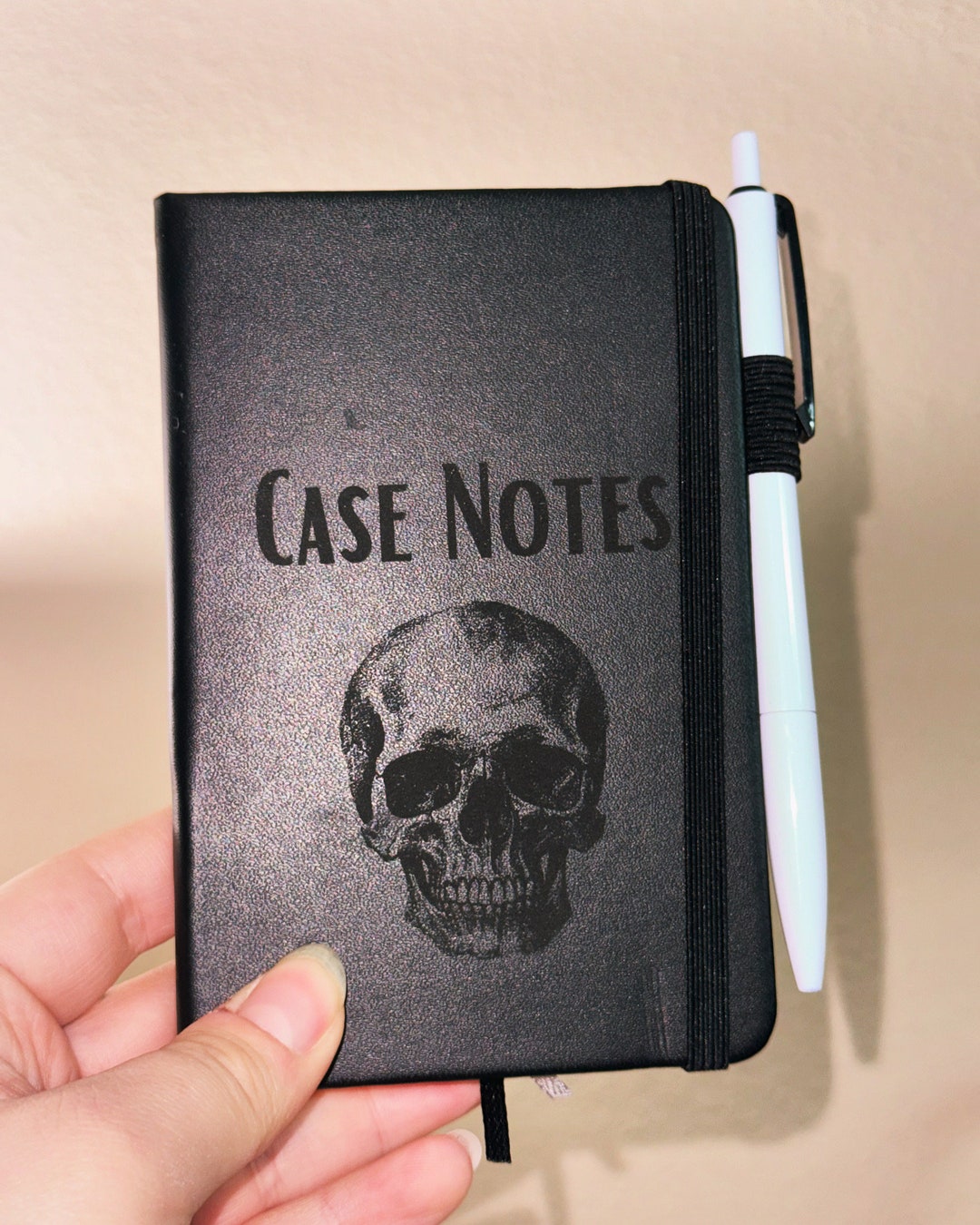 Faux Leather Case Notes Journal With Skull : Pocket Sized Notebook for ...