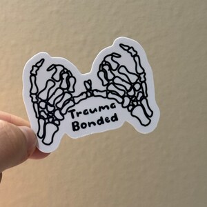 Trauma Bonded Pinky Promise Skeleton Hands Sticker | Crime Scene ...