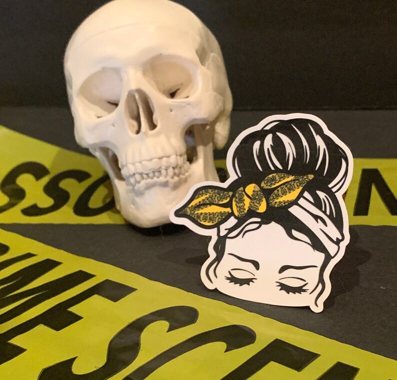 Crime Scene Tape Messy Bun Sticker Police and Forensics - Etsy