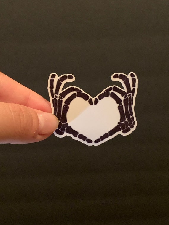 Love is in My Bones Skeleton Heart Hands Sticker Spooky - Etsy