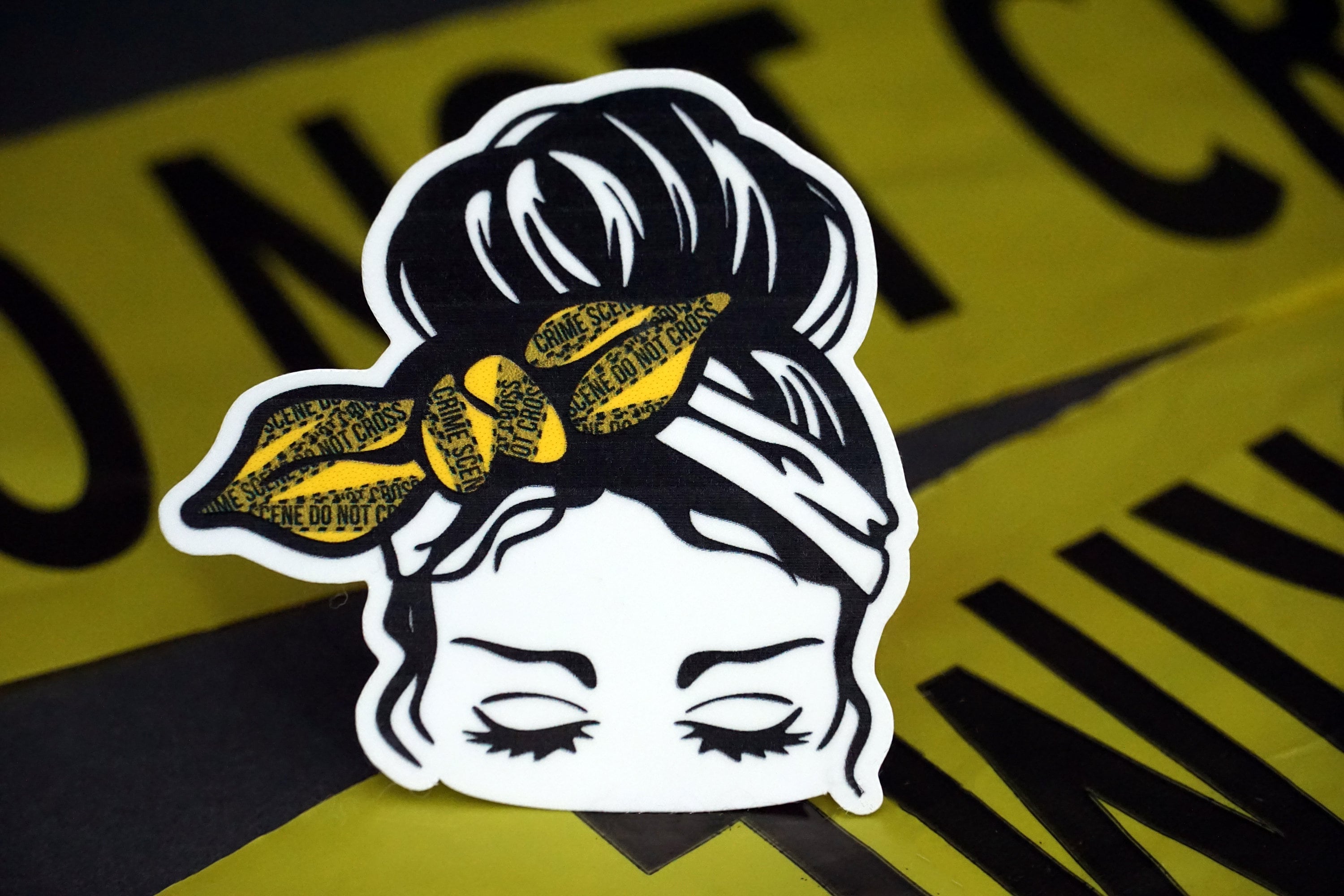 Crime Scene Tape Messy Bun Sticker Police and Forensics - Etsy