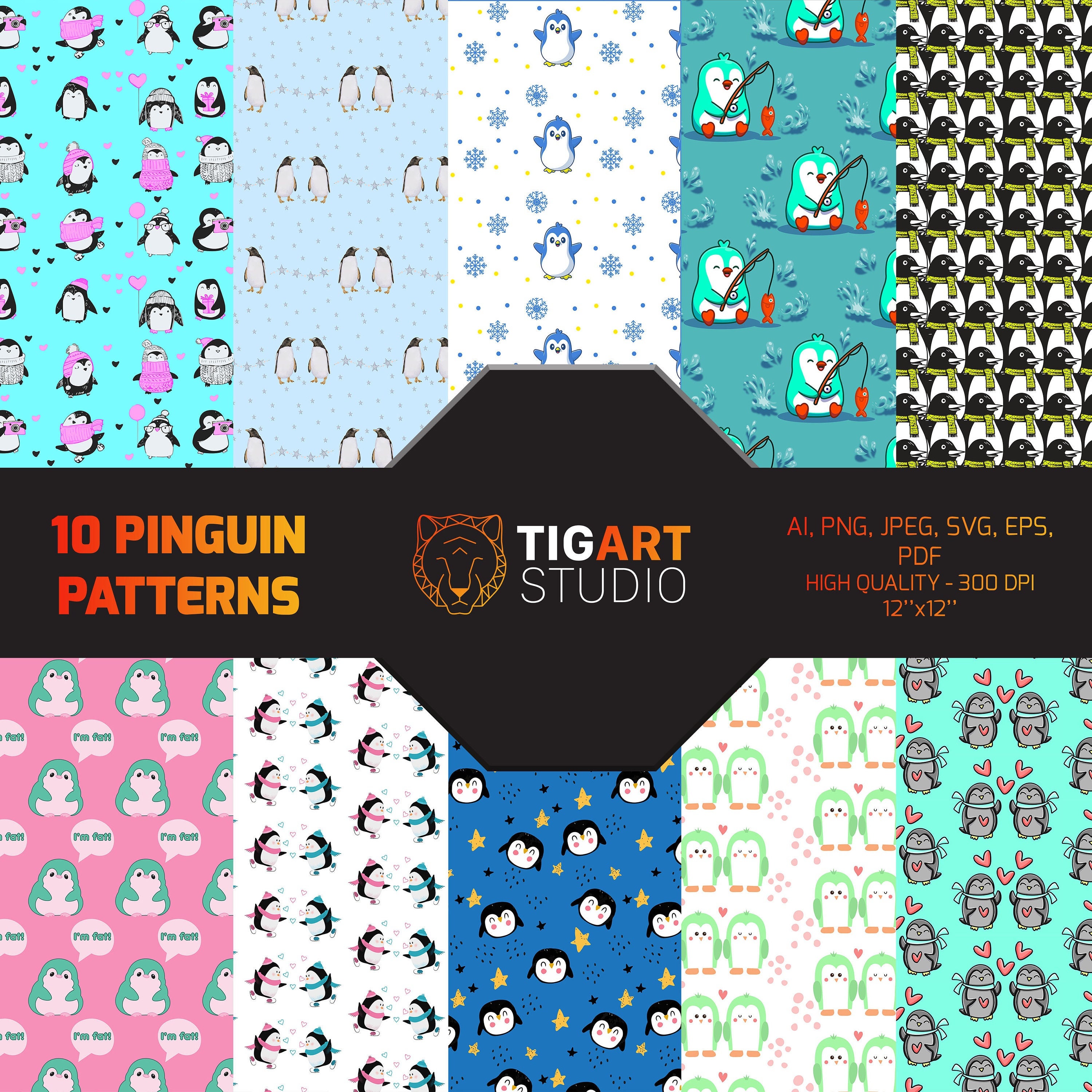 10 DIGITAL PINGUIN PATTERNS - Etsy