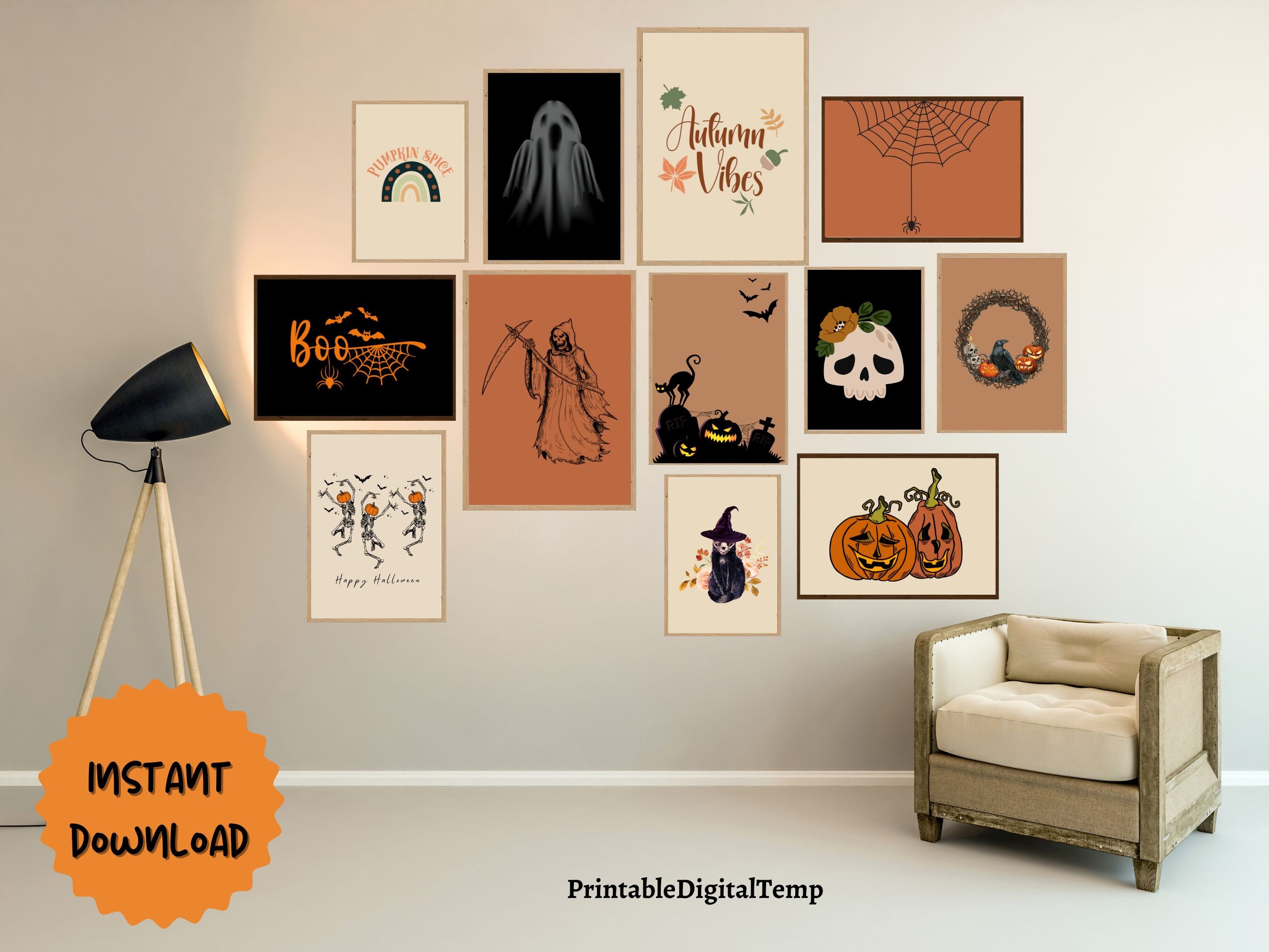 Halloween Wall Art Bundle Set of 14halloween Art Mega - Etsy