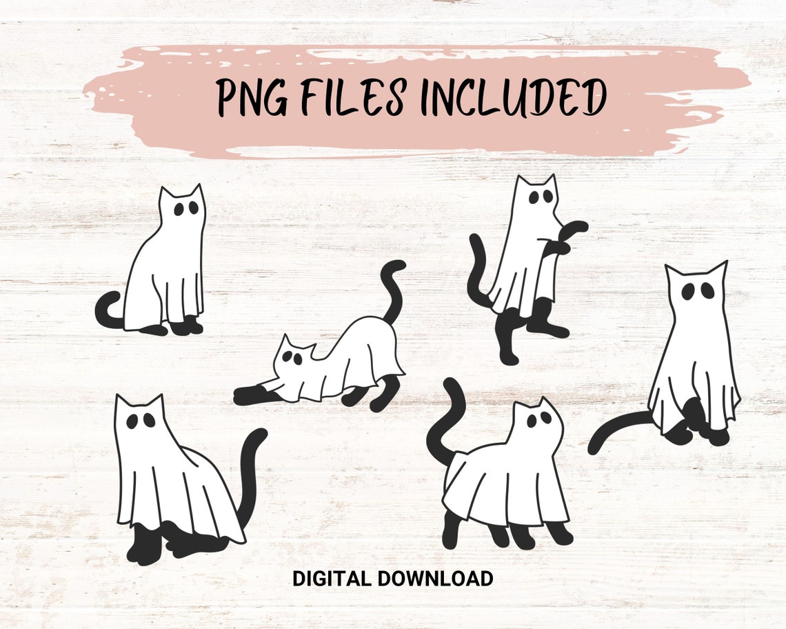 Сute Ghost Cat Png,halloween Png,cricut Png,digital Download,boho Halloween Png, Cricut Png ...