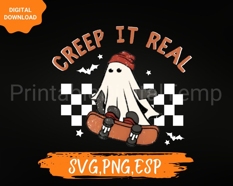 Halloween Ghost Creep It Real Png Ghost Skating Funny - Etsy
