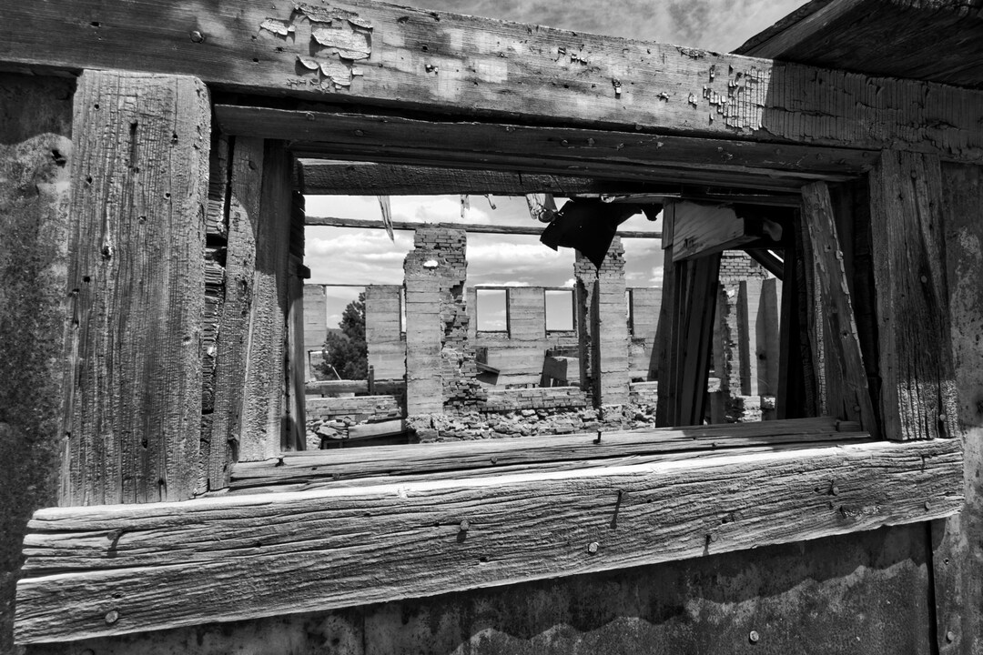 Colorado Ghost Town Window Through Time: Black and White Canvas / Metal ...