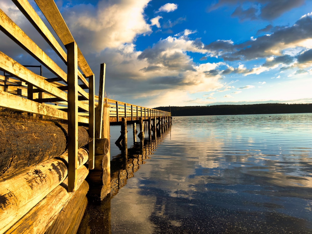 Sequim Bay State Park Washington Sunrise Pier Seascape Landscape Canvas ...
