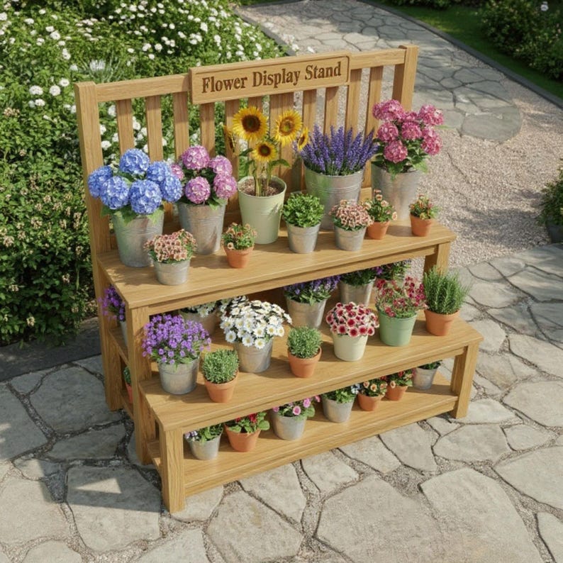 DIY Tiered Flower Display Stand Plans: Large Wood Planter (PDF Pattern ...