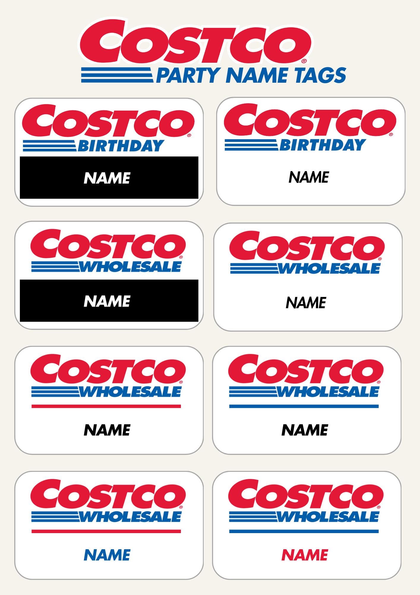 Costco Party | Costco Item Signs | Costco Birthday Party | Customizable ...