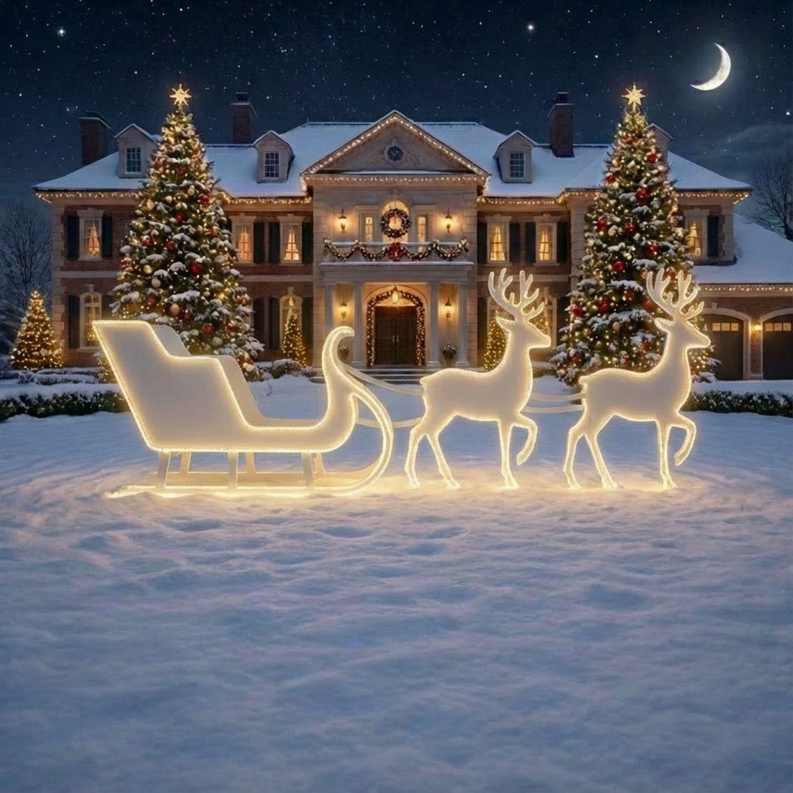 Life-size Santa Sleigh & Reindeer Plans | 2D Plywood Template for ...