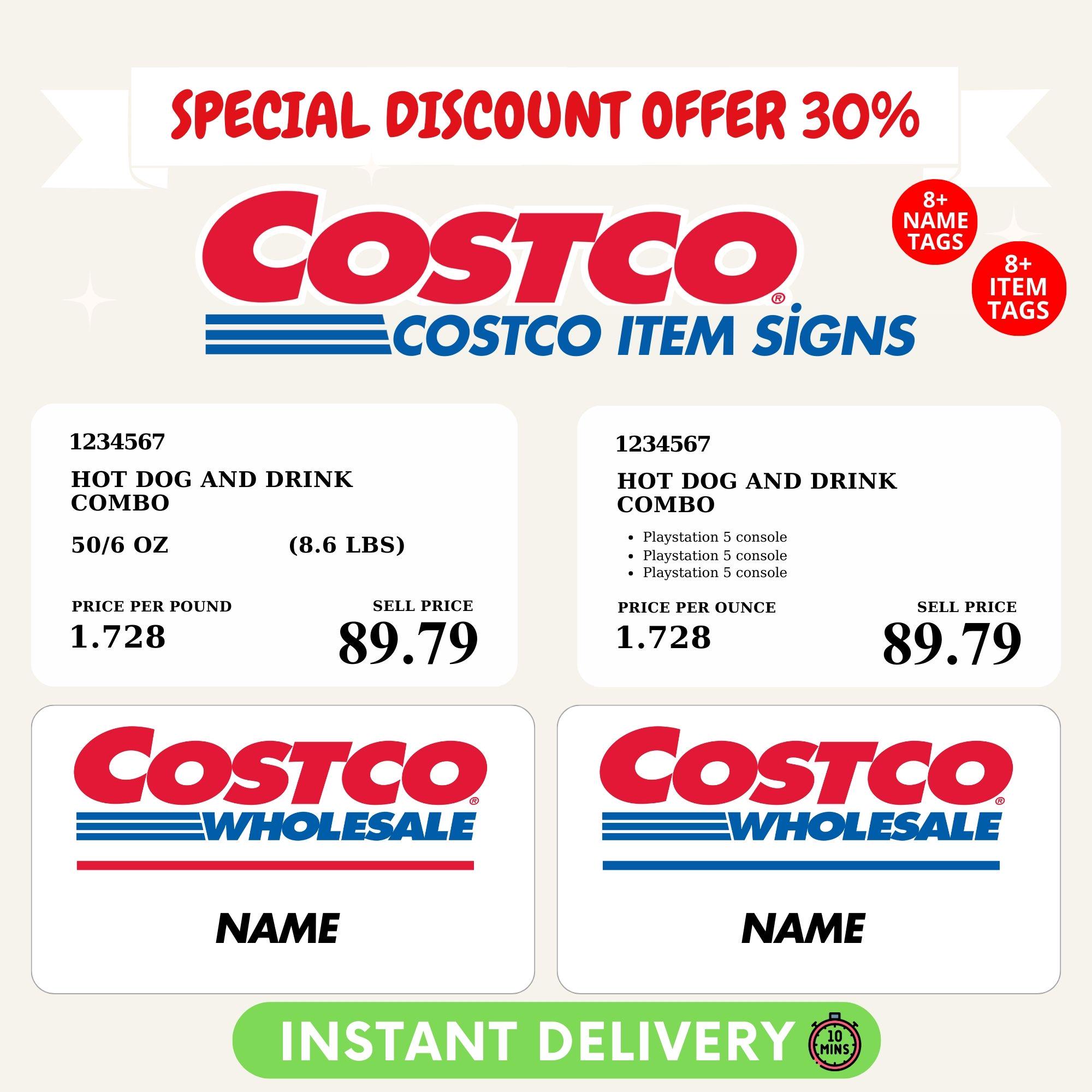 Costco Party | Costco Item Signs | Costco Birthday Party | Customizable ...