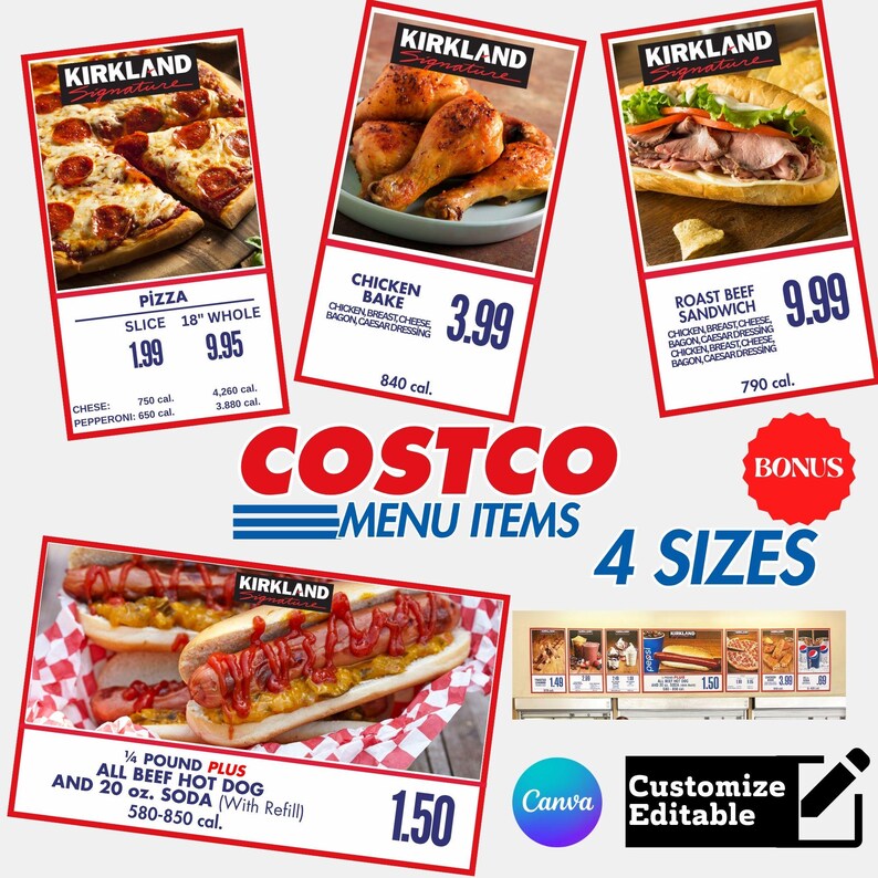 Costco Food Court Sign | Printable Menu, Price Tag (digital Download ...