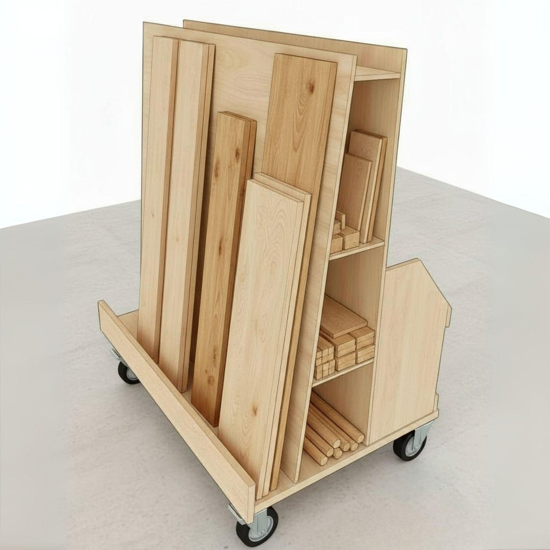 Mobile Lumber Storage Cart DIY Plan: Scrapwood Organizer (PDF) - Etsy
