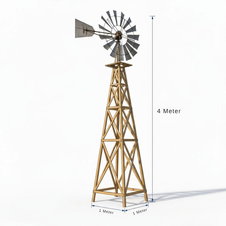 DIY 13 FT Wooden Windmill Plans: Rustic Farmhouse Yard Decor (digital ...