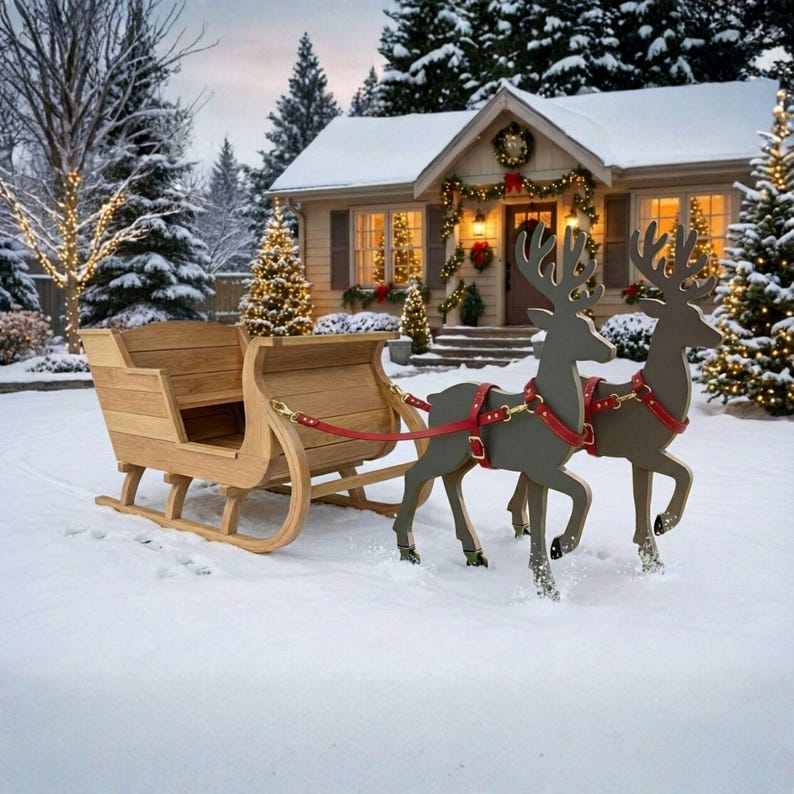 DIY Santa Sleigh & Reindeer Plans | Life-size Outdoor Christmas Yard ...