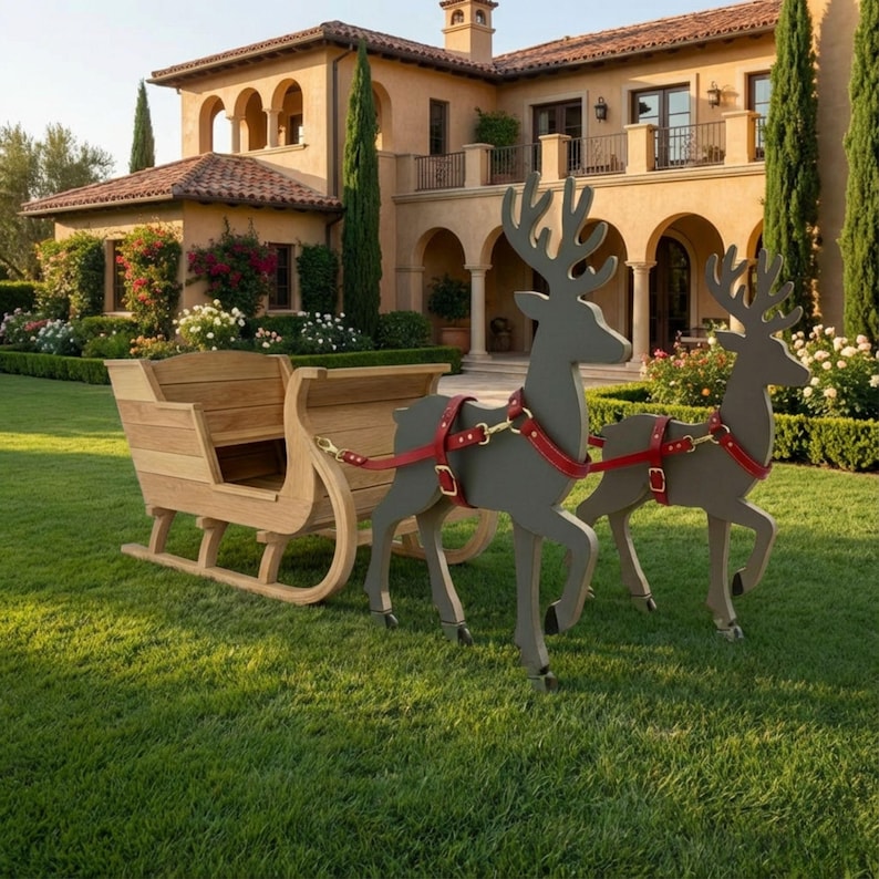 DIY Santa Sleigh & Reindeer Plans | Life-size Outdoor Christmas Yard ...
