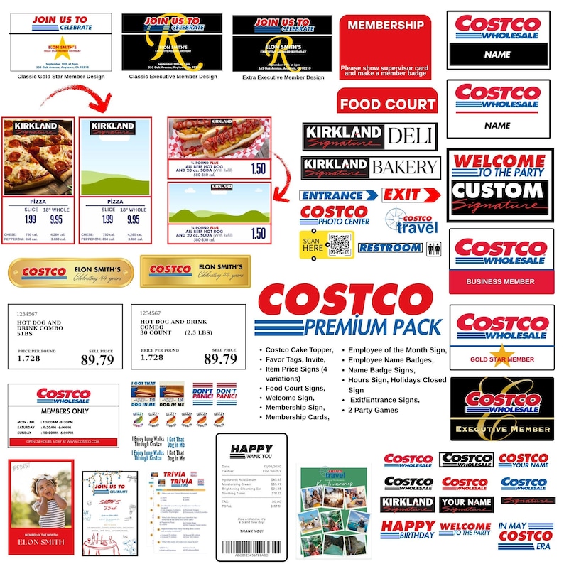 Costco Party Pack Bundle | Birthday Decorations, Signs, Invite (digital ...