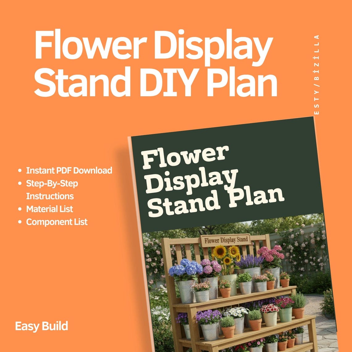 DIY Tiered Flower Display Stand Plans: Large Wood Planter (PDF Pattern ...