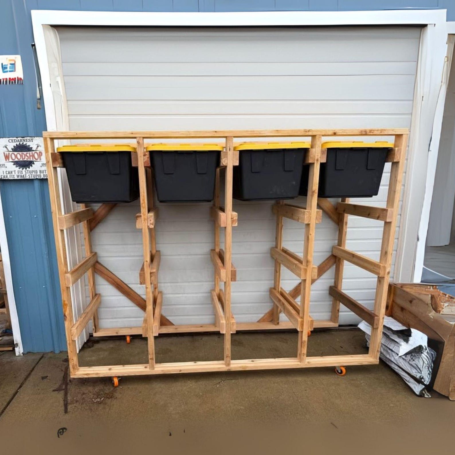 27 Gallon Bin Rack 4x4 | 16 Totes Gallon Storage Plan | DIY Storage ...