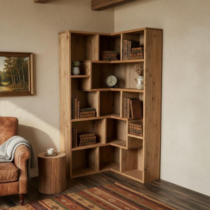 Corner Rustic Wood Cabinet - Etsy UK