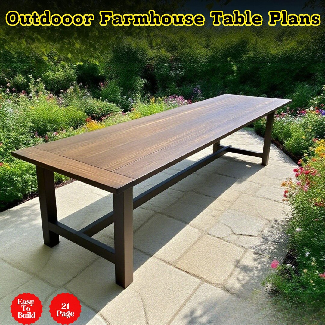 Outdoor Farmhouse Table Plan | 12 Foot Bench Table Plans | Rustic DIY ...