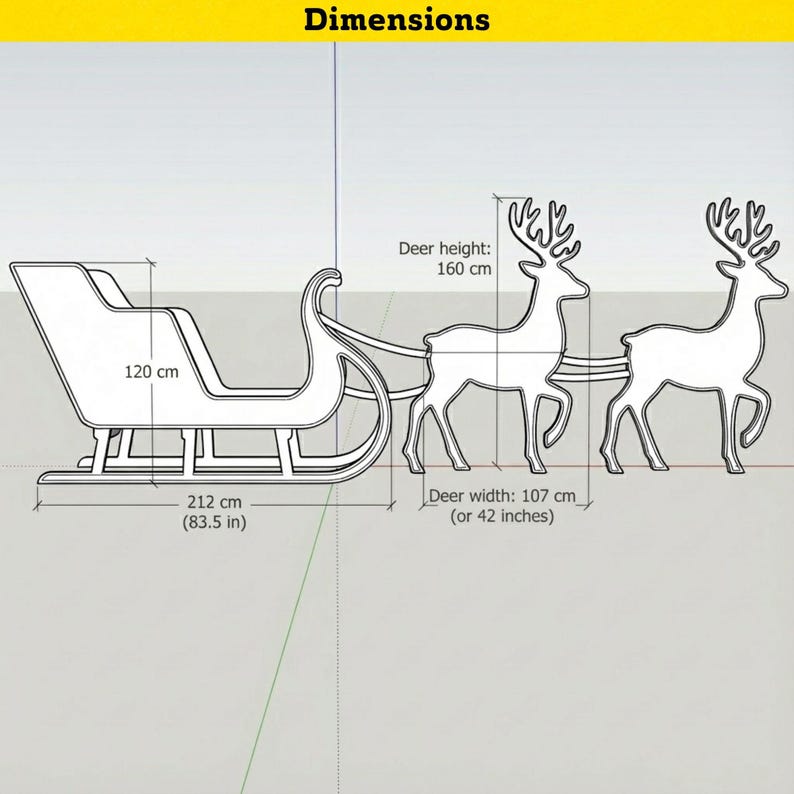 Life-size Santa Sleigh & Reindeer Plans | 2D Plywood Template for ...