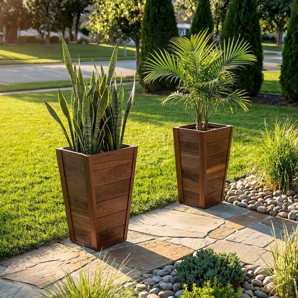 Tall Beige Planters - Etsy