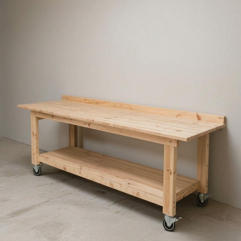 DIY Extra-long Mobile Workbench Plans | Garage Workstation (digital ...