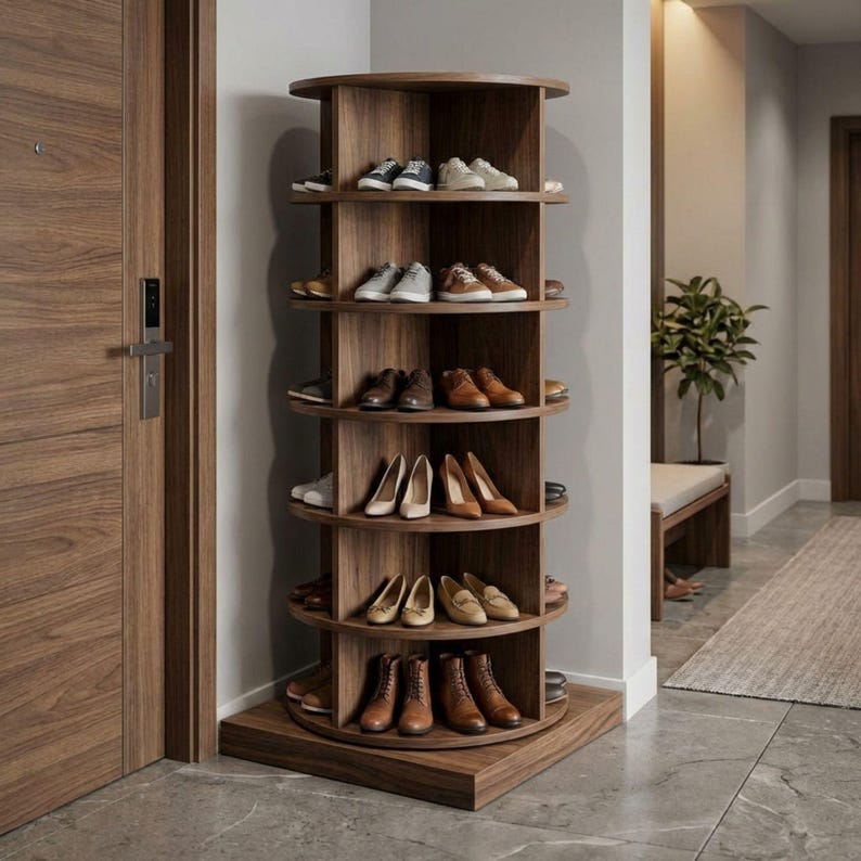 DIY Rotating Shoe Rack Plans | Spinning Woodworking Blueprint (digital ...