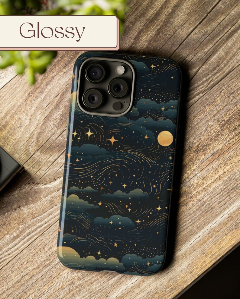 Starry Night Sky With Moon Phone Case, Cosmic Vibes, Starry Night ...