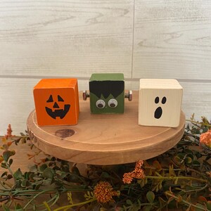 Pumpkin, Ghost, and Frankenstein Block Set for Halloween and Fall Home ...