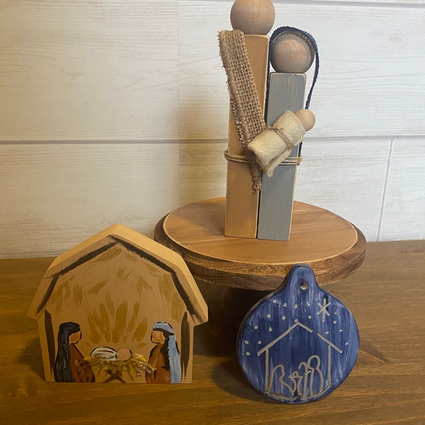 Wooden Nativity Mary and Joseph - Etsy