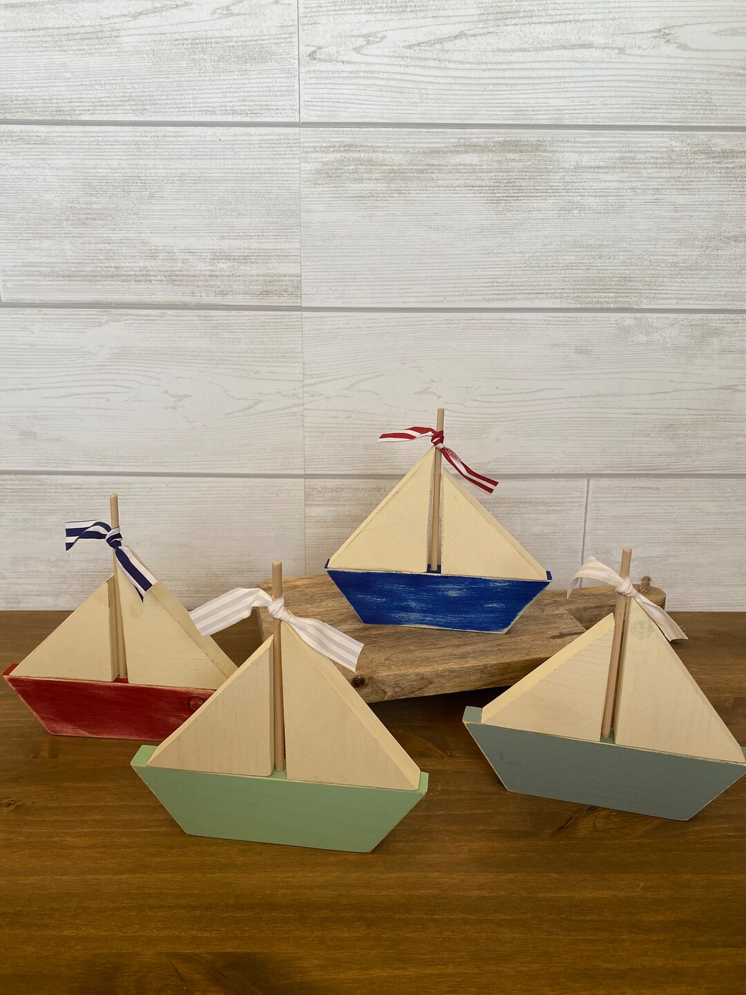 Sailboat Wooden Handmade Hand-painted Nautical Sailing Boat by Lavender ...