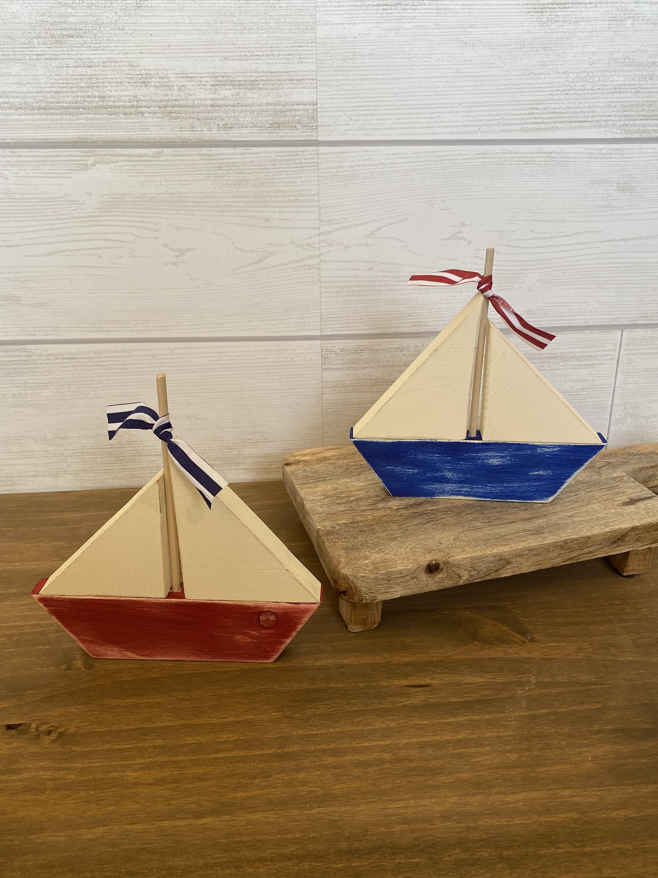 Sailboat Wooden Handmade Hand-painted Nautical Sailing Boat by Lavender ...