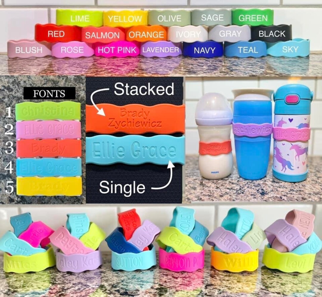 Personalized Silicone Bands for Bottle / Sippy / Label / Cup / Tumbler ...