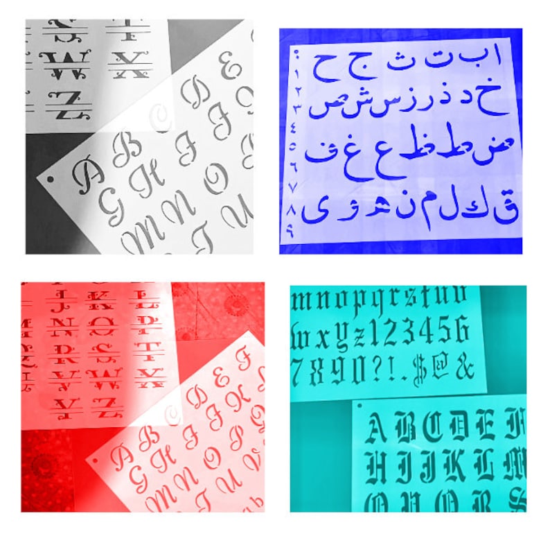 Educational Stencil Templates. Alphabet Letter Numbers Symbols & Signs ...