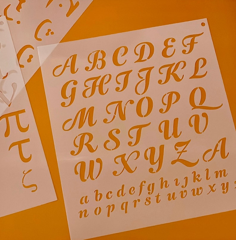 Educational Stencil Templates. Alphabet Letter Numbers Symbols & Signs ...